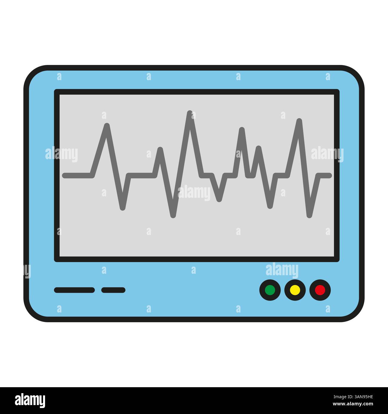 Medical monitor icon. Heart rate screen. Health device symbol. Blue ...