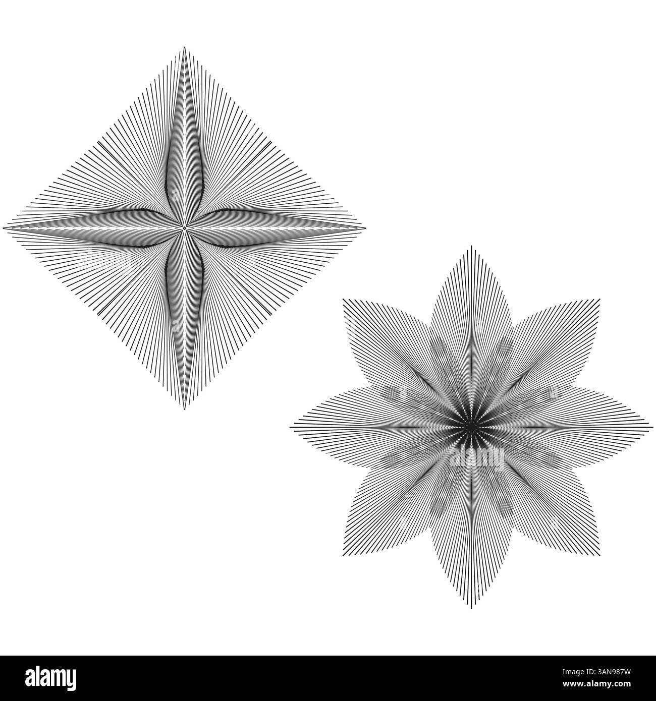Line star shape. Geometric flower figure. Radial stripe pattern. Vector ...