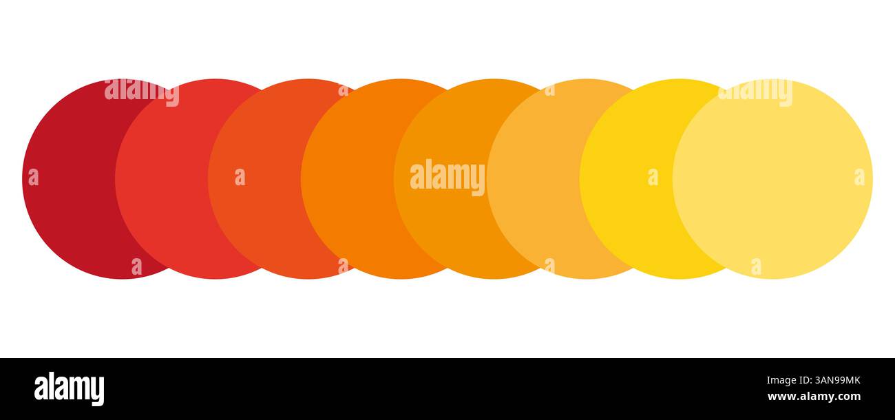 Color palette circles. Gradient tone sequence. Warm shade illustration ...