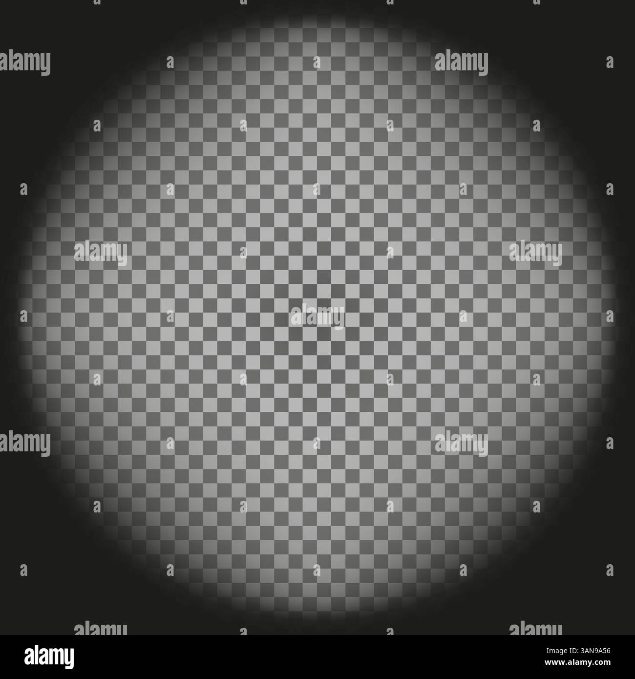 Uniform circular glow. Transparent soft light. Checkerboard overlay ...