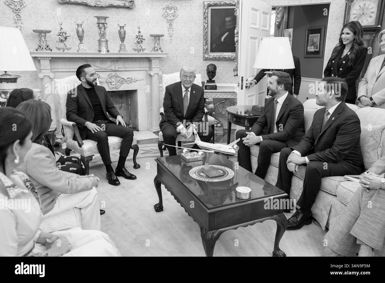 President Donald Trump hosts a bilateral meeting with President Nayib ...