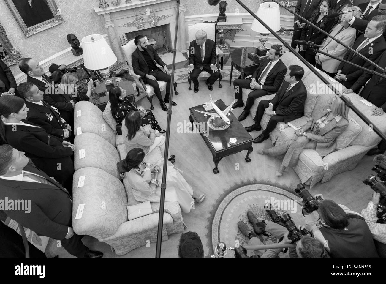 President Donald Trump hosts a bilateral meeting with President Nayib ...