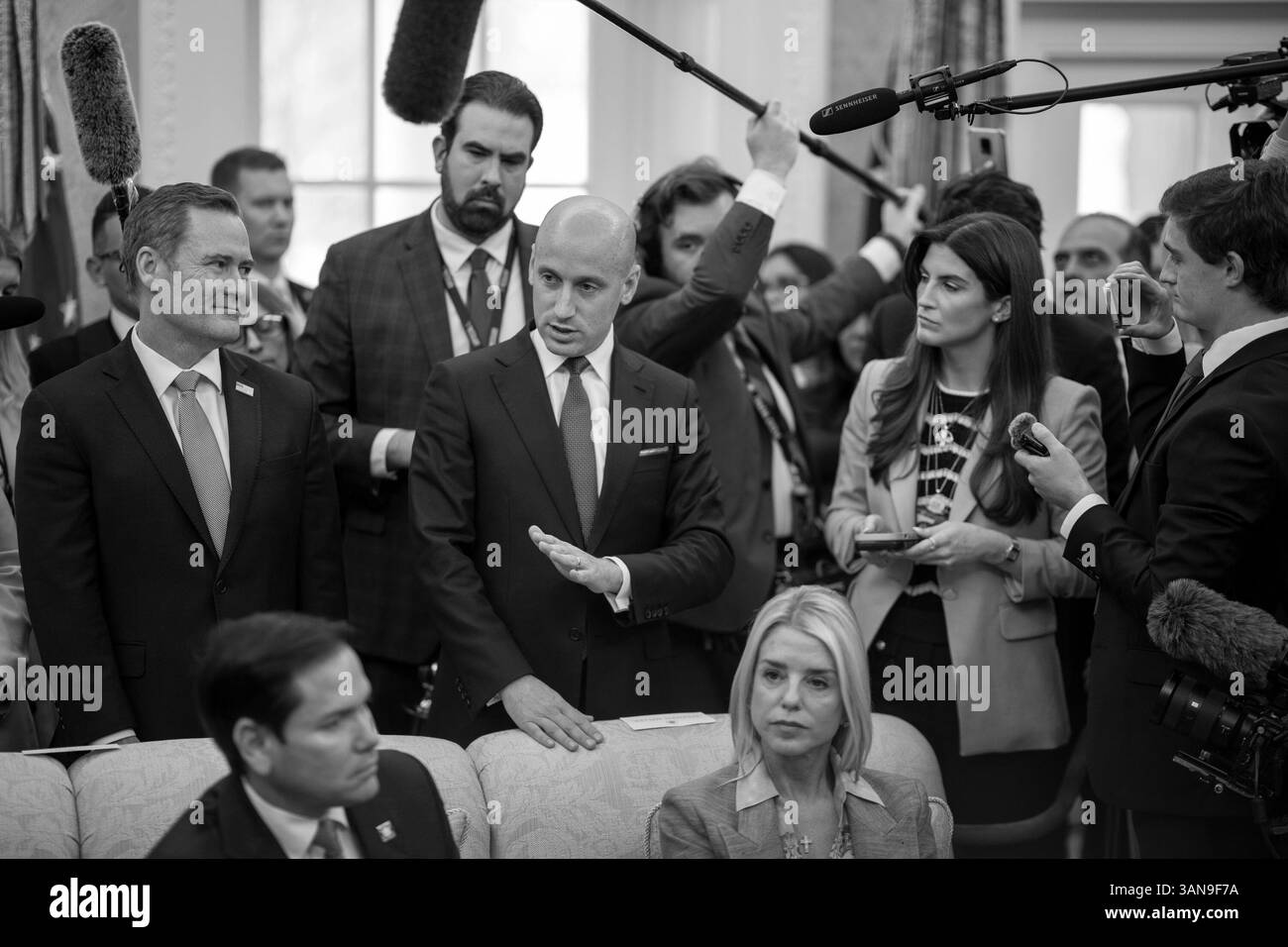 President Donald Trump hosts a bilateral meeting with President Nayib ...