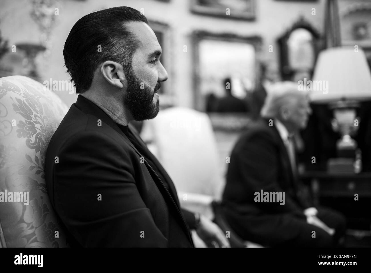 President Donald Trump hosts a bilateral meeting with President Nayib ...