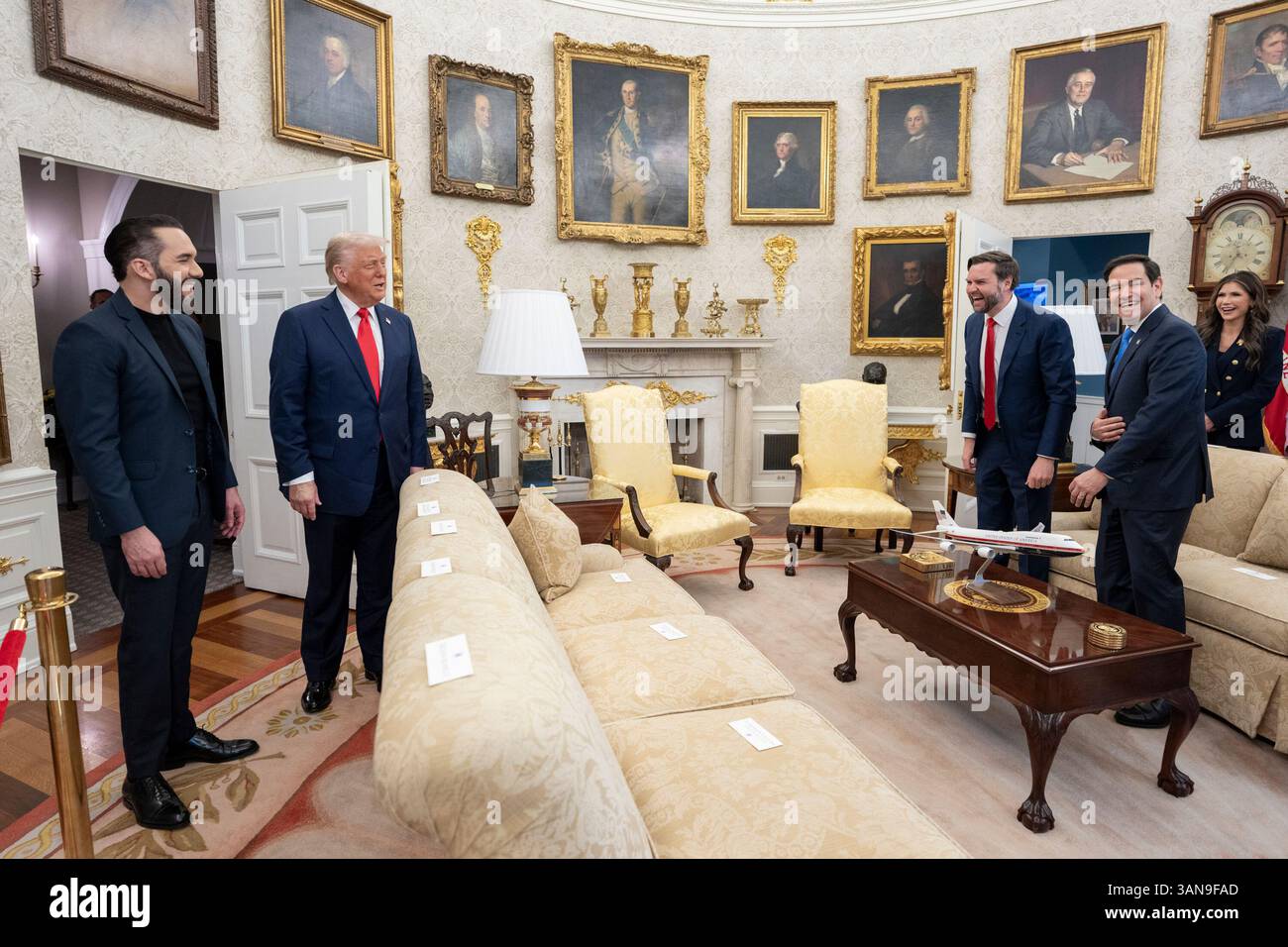 President Donald Trump and President Nayib Bukele of El Salvador enter ...