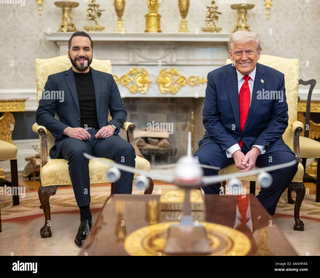 President Donald Trump hosts a bilateral meeting with President Nayib ...