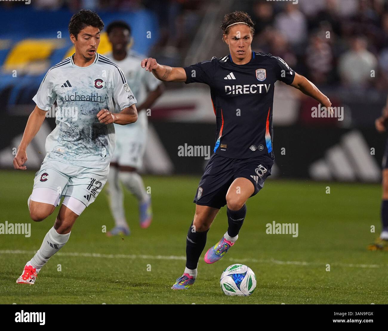 Colorado Rapids midfielder Josh Atencio (12) pursues San Diego FC ...