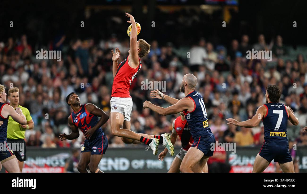 Nick Bryan of Essendon rucking against Max Gawn of Melbourne before his ...