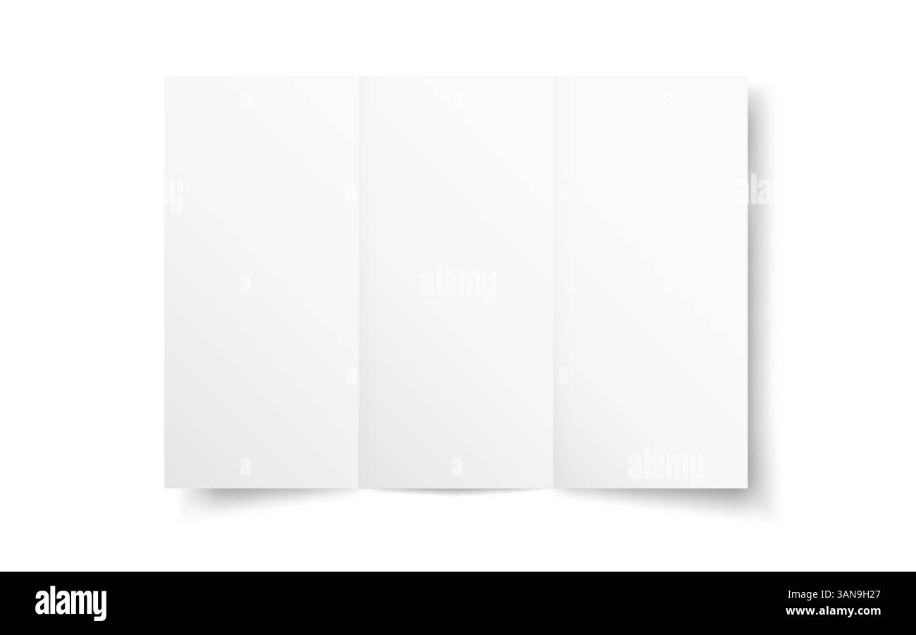 Tri fold mockup. Folded booklet or map on white background. Realistic ...