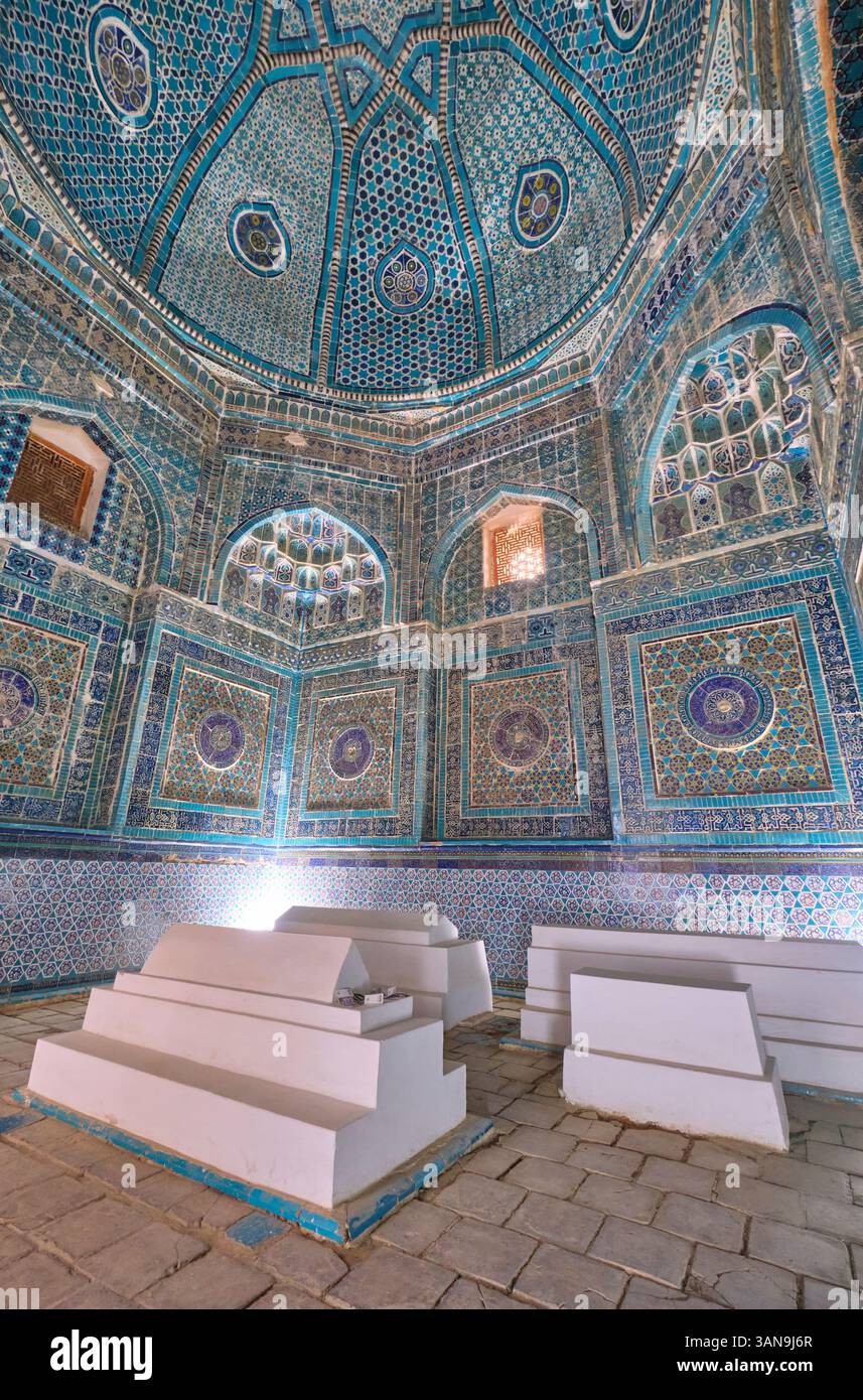 The simple tomb and complex, tiled dome of Shodi Mulk Oko mausoleum. At ...