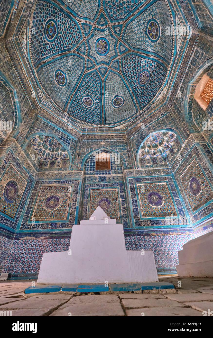 The simple tomb and complex, tiled dome of Shodi Mulk Oko mausoleum. At ...