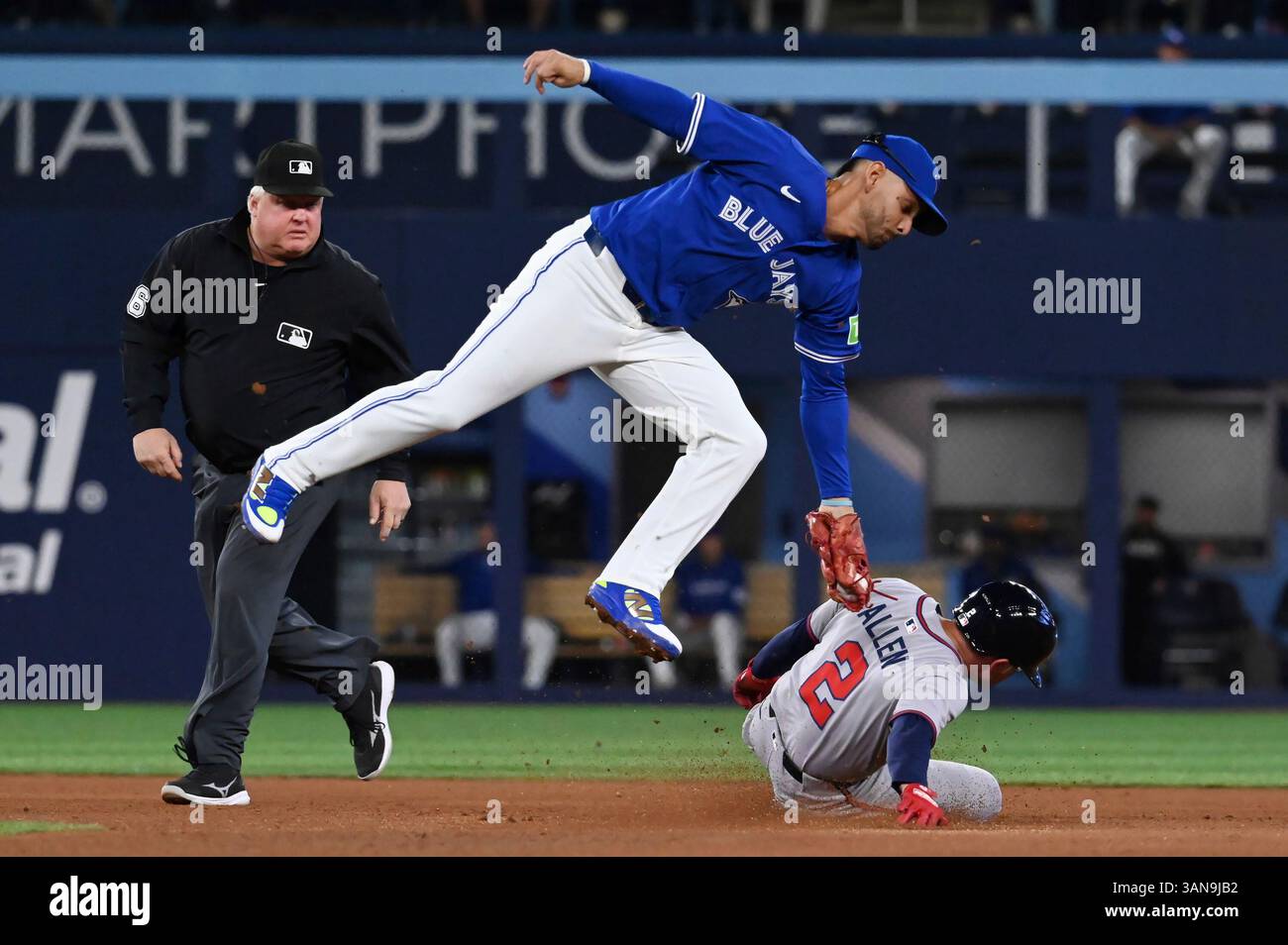 Atlanta Braves' Nick Allen (2) slides to steal second base ahead of the ...