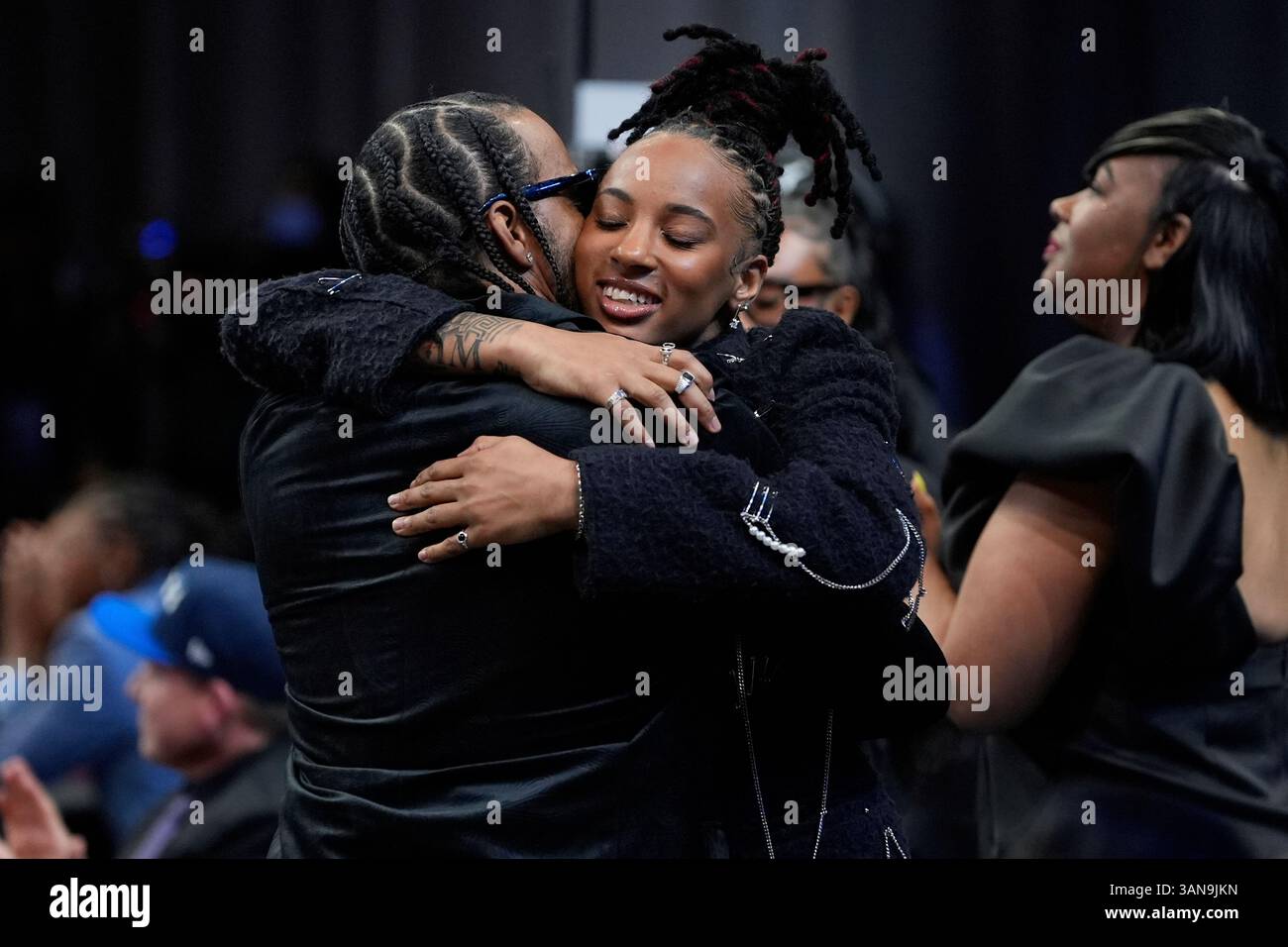 North Caroline State's Aziaha James celebrates after being selected ...
