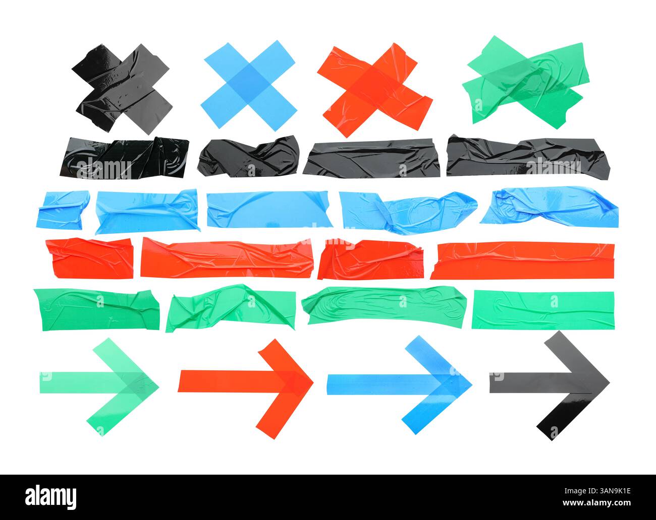 Pieces of different adhesive tapes isolated on white, set Stock Photo ...