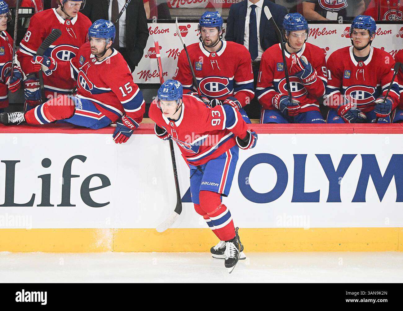 Montreal Canadiens' Ivan Demidov (93) comes off the bench during first ...