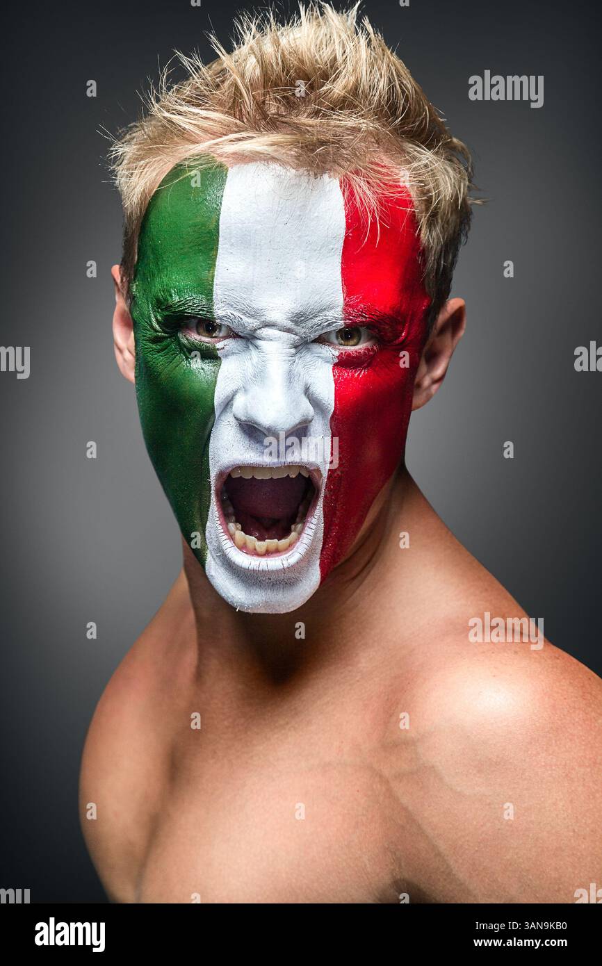 Soccer fan red strip flag hi-res stock photography and images - Alamy