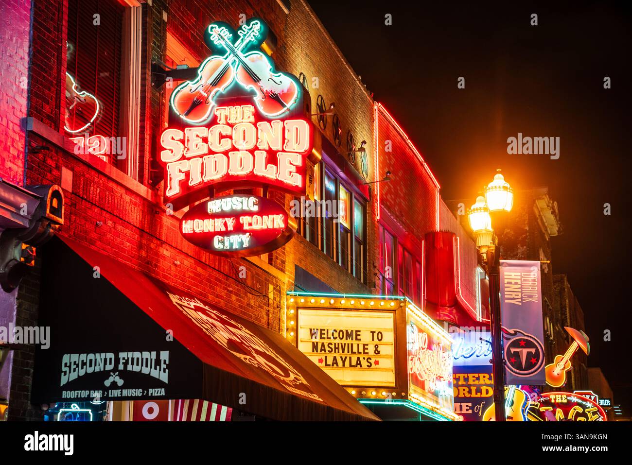 October 13, 2023, Nashville, TN: Famous neon signs on Broadway Street ...