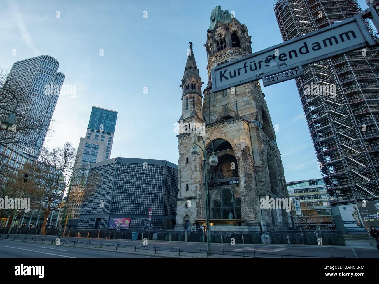 Kurfürstendamm Street Sign in Front of Kaiser Wilhelm Memorial Church ...