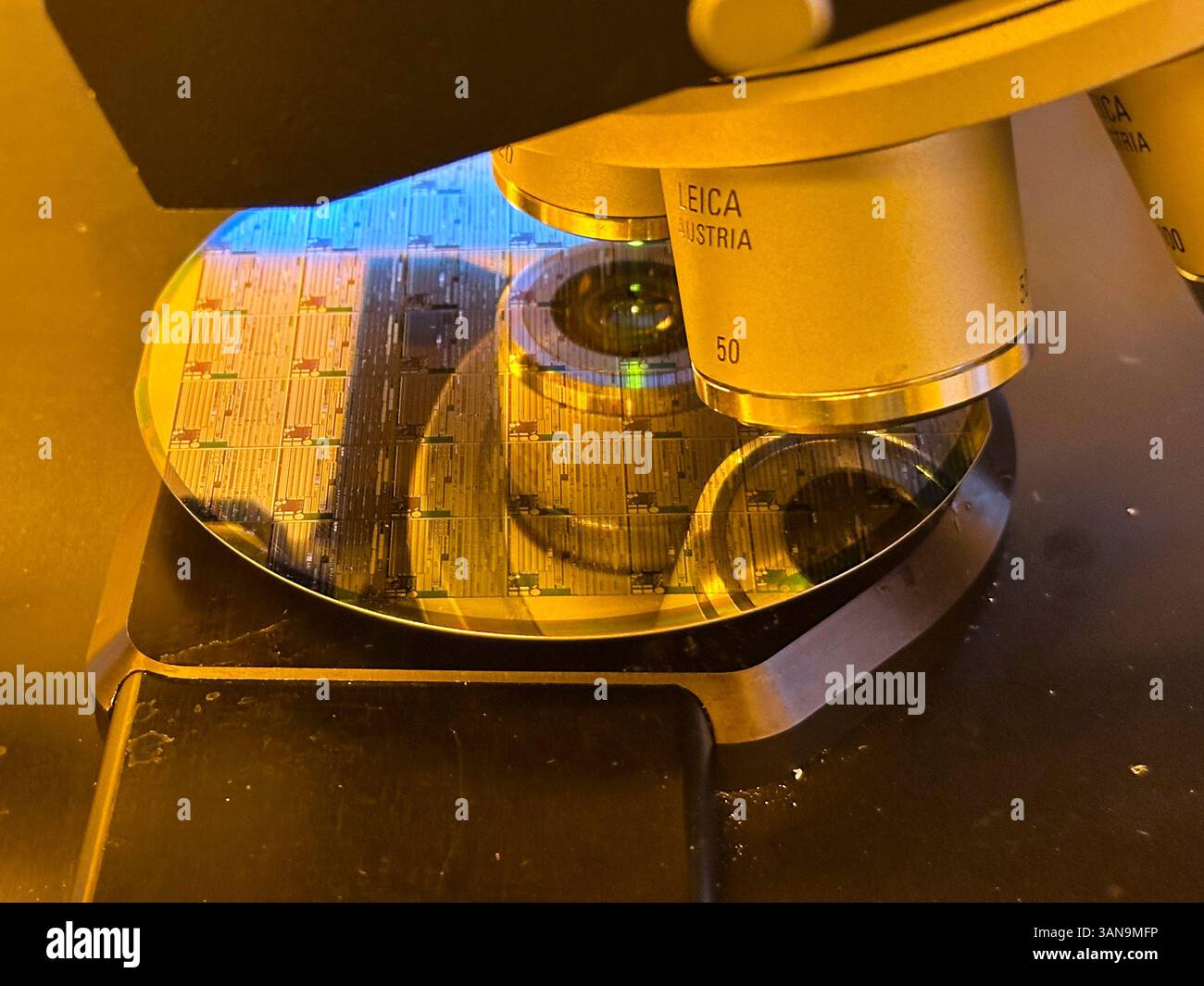 A semiconductor silicon wafer fabricated with multiple microchip ...