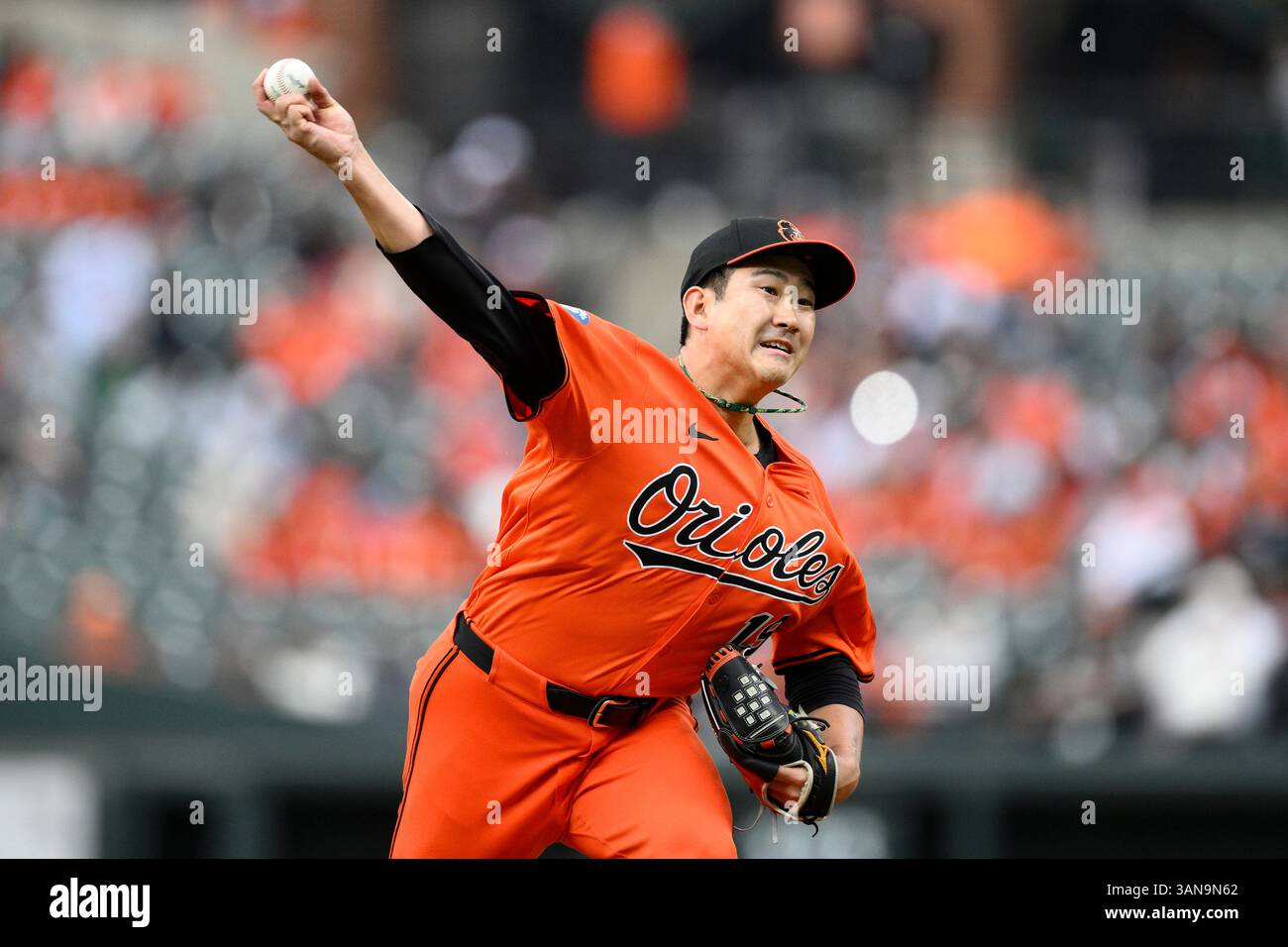 Baltimore Orioles starting pitcher Tomoyuki Sugano (19) in action ...