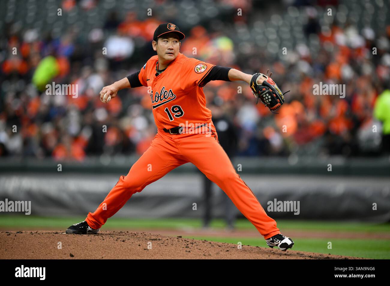 Baltimore Orioles starting pitcher Tomoyuki Sugano (19) in action ...
