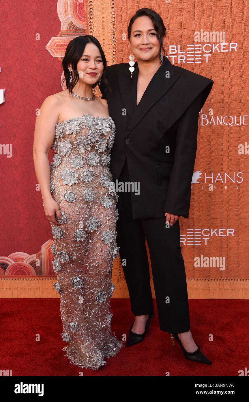 Kelly Marie Tran, left, and Lily Gladstone arrive at the premiere of ...