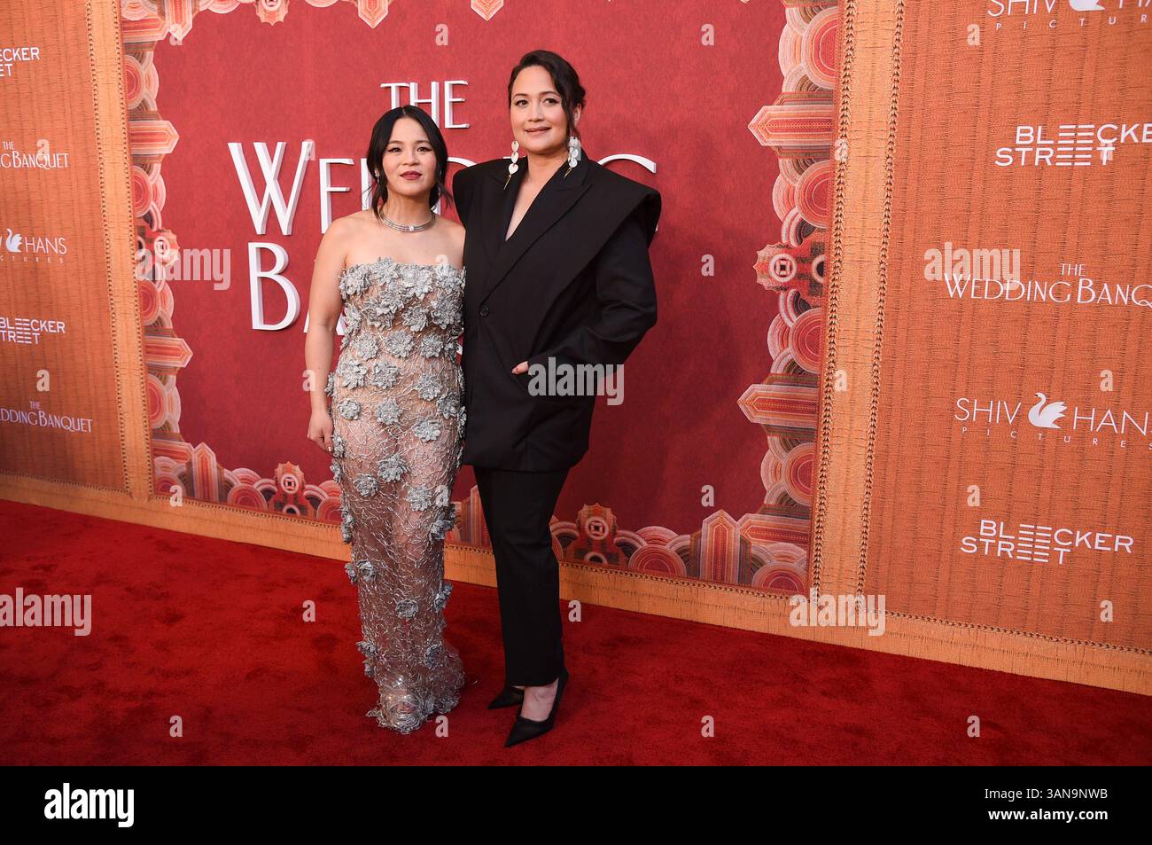 Kelly Marie Tran, left, and Lily Gladstone arrive at the premiere of ...
