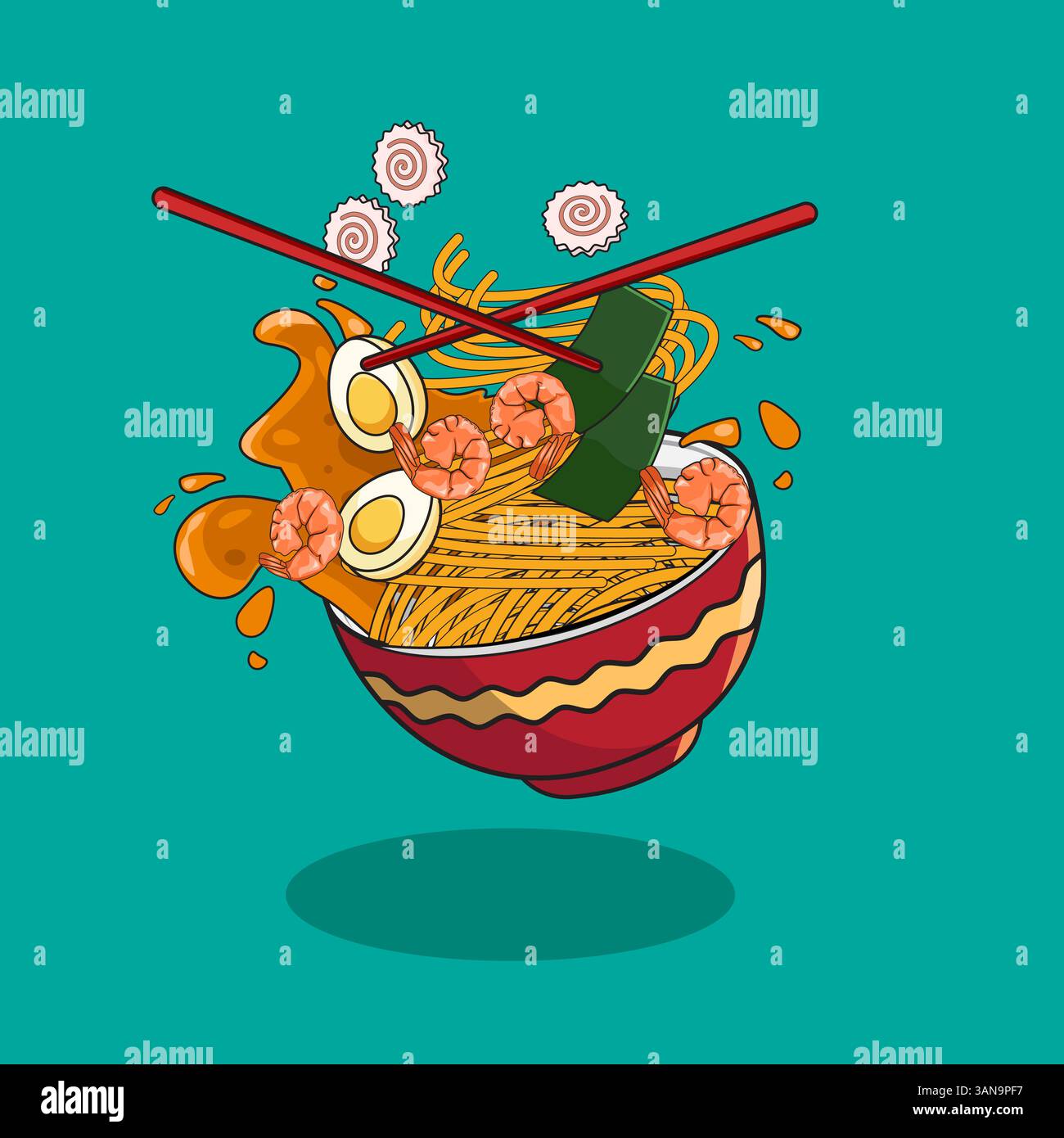 Bowl leaf japanese food Stock Vector Images - Alamy