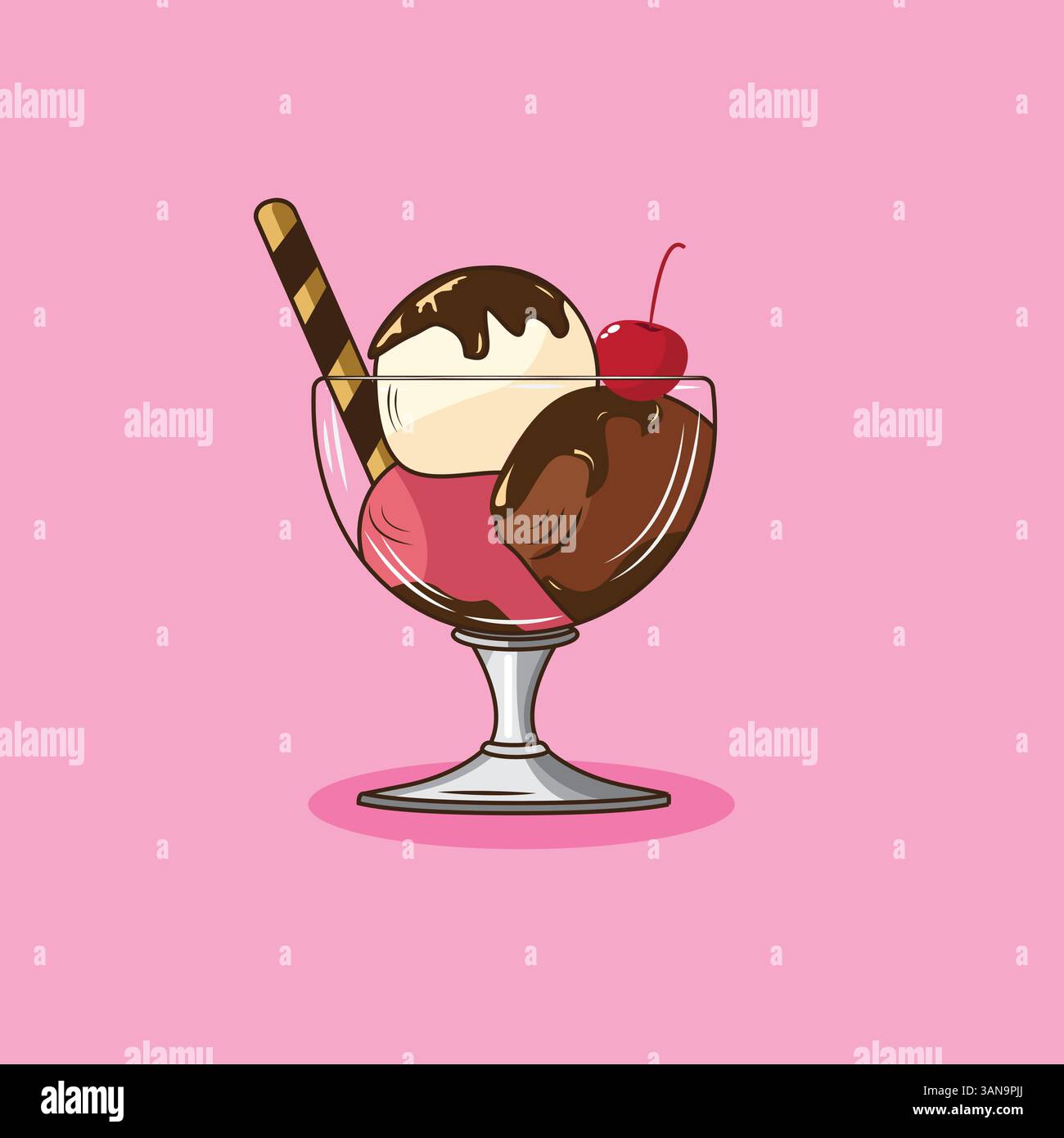 Illustration vector graphic of ice cream sundae chocolate vanilla and ...