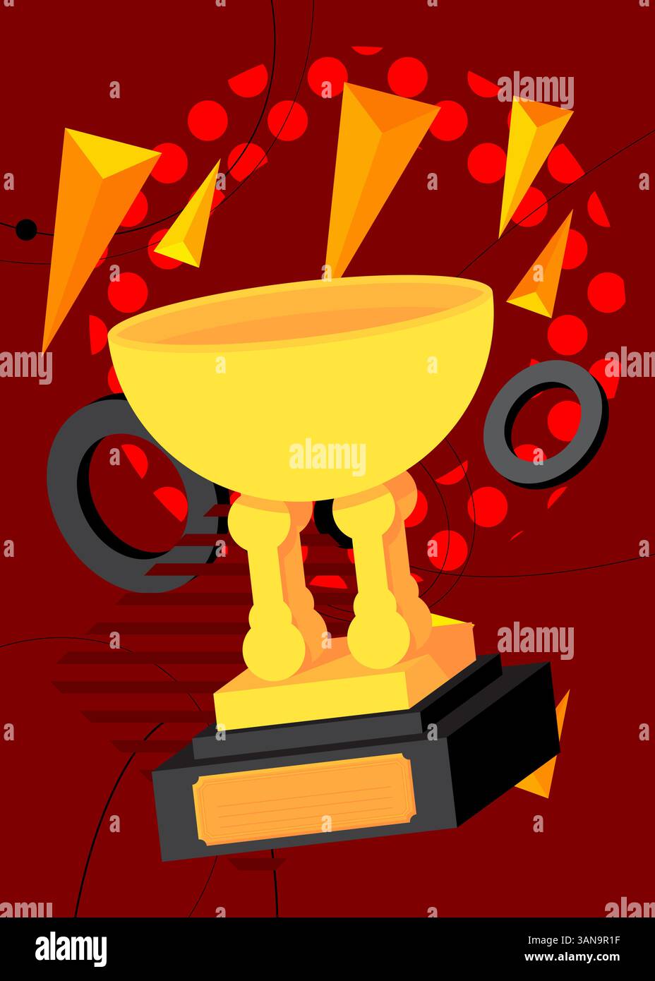 Trophy Cup geometrical graphic retro theme background. Minimal ...