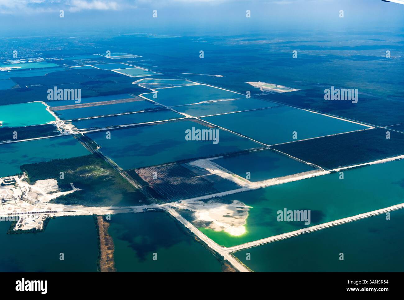 Aquaculture landscape. Aerial view of shrimp farm. Salt production ...