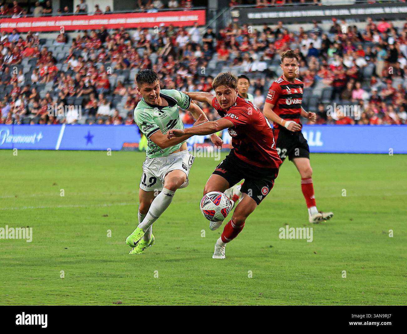 Noah Botic†(L) of Western United FC and Alex Bonetig (R) of Western ...