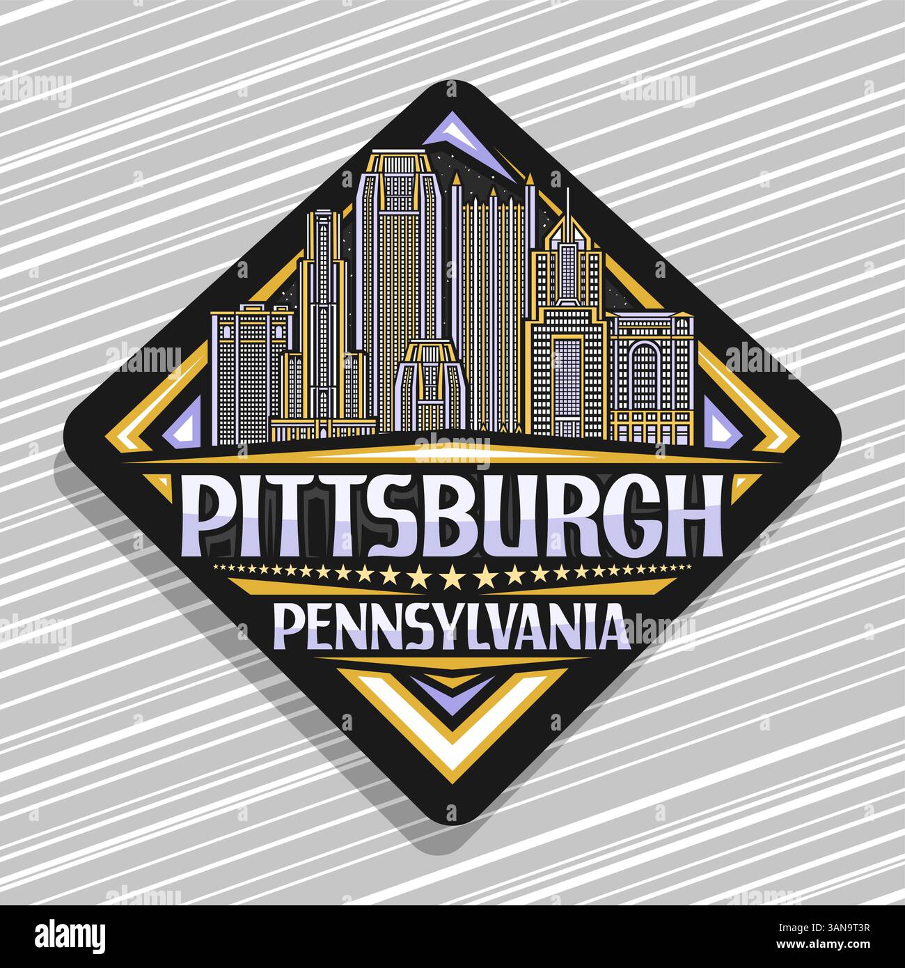 Vector logo for Pittsburgh, dark rhomb road sign with detailed ...