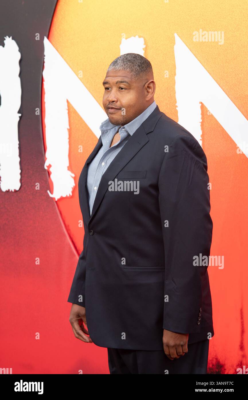 London, United Kingdom. 14th April 2025. Omar Benson Miller on the red ...