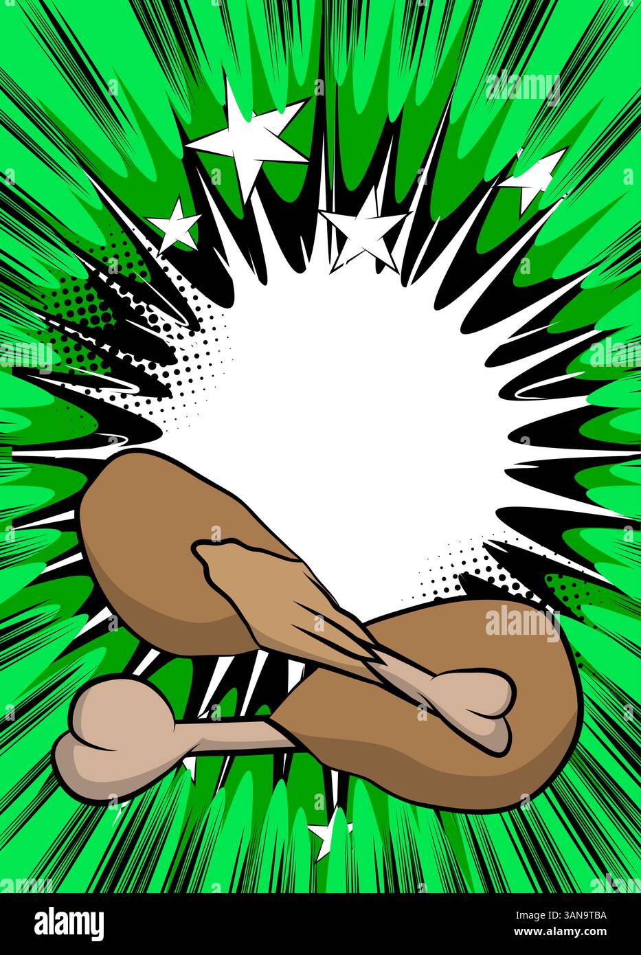 Cartoon chicken drumstick and thigh with blank speech bubble, comic ...