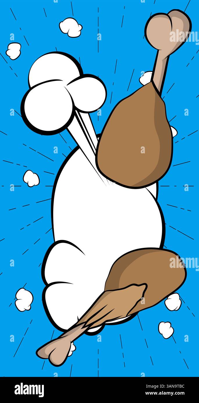 Cartoon chicken drumstick and thigh with blank speech bubble, comic ...