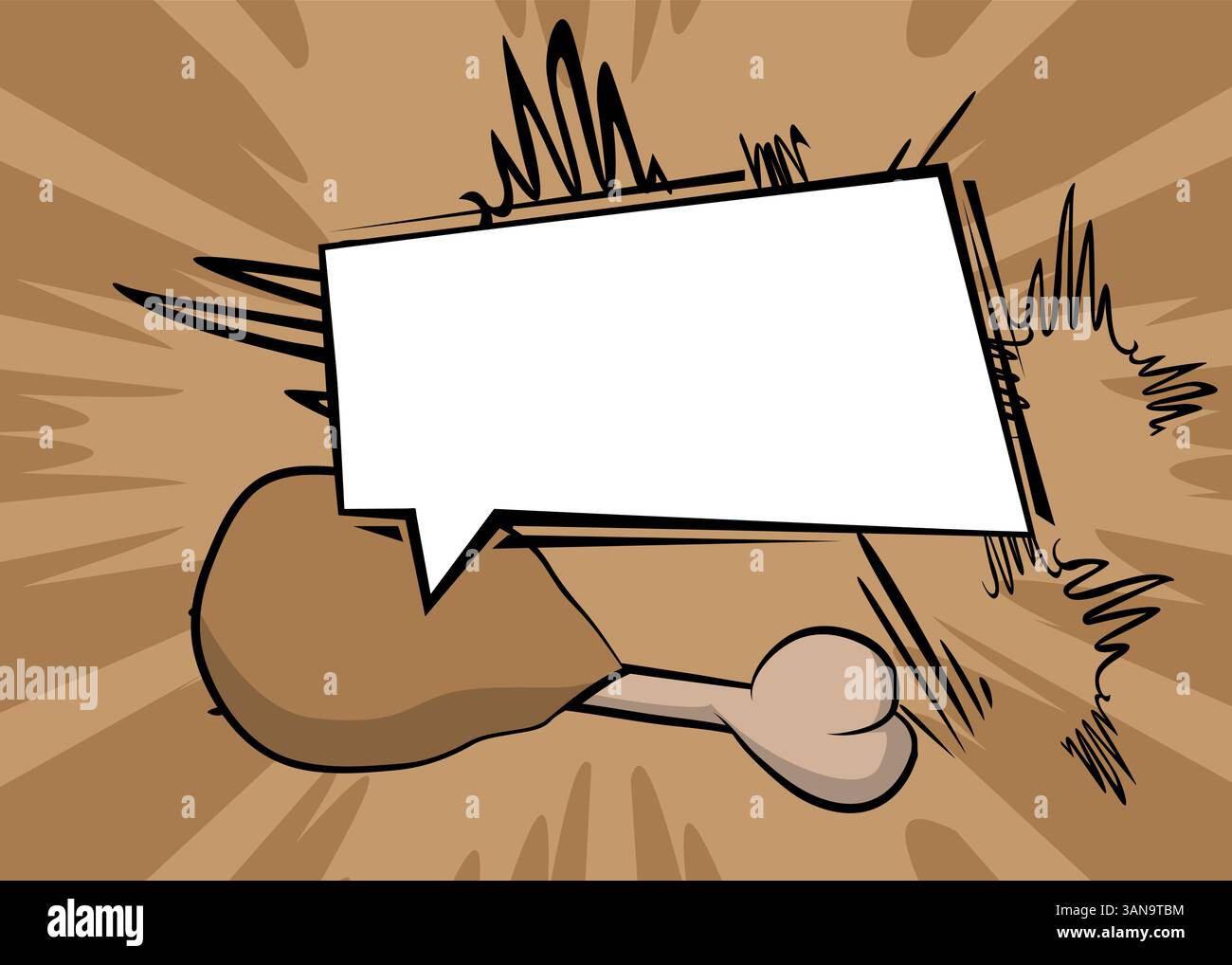 Cartoon chicken drumstick and thigh with blank speech bubble, comic ...