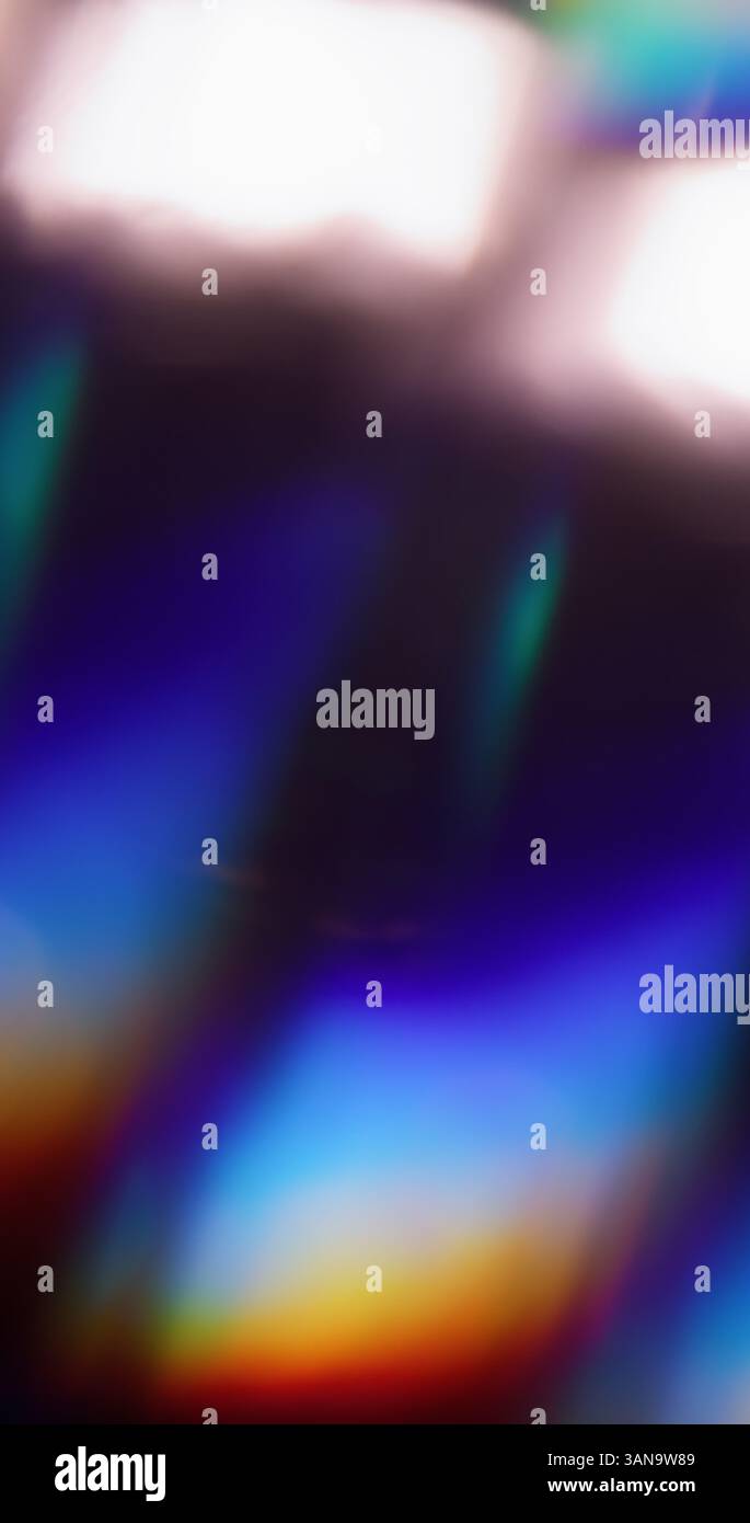 Light beam. Blur gleam. Defocused blue yellow red multicolor lens flare ...