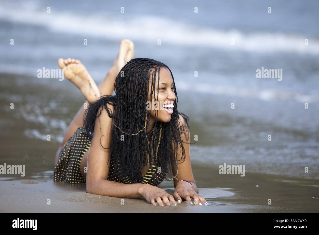 Model on the beach Stock Photo - Alamy