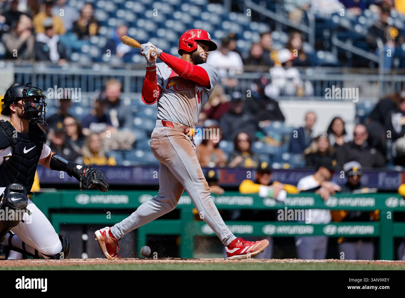 PITTSBURGH, PA - APRIL 09: St. Louis Cardinals outfielder Victor Scott ...