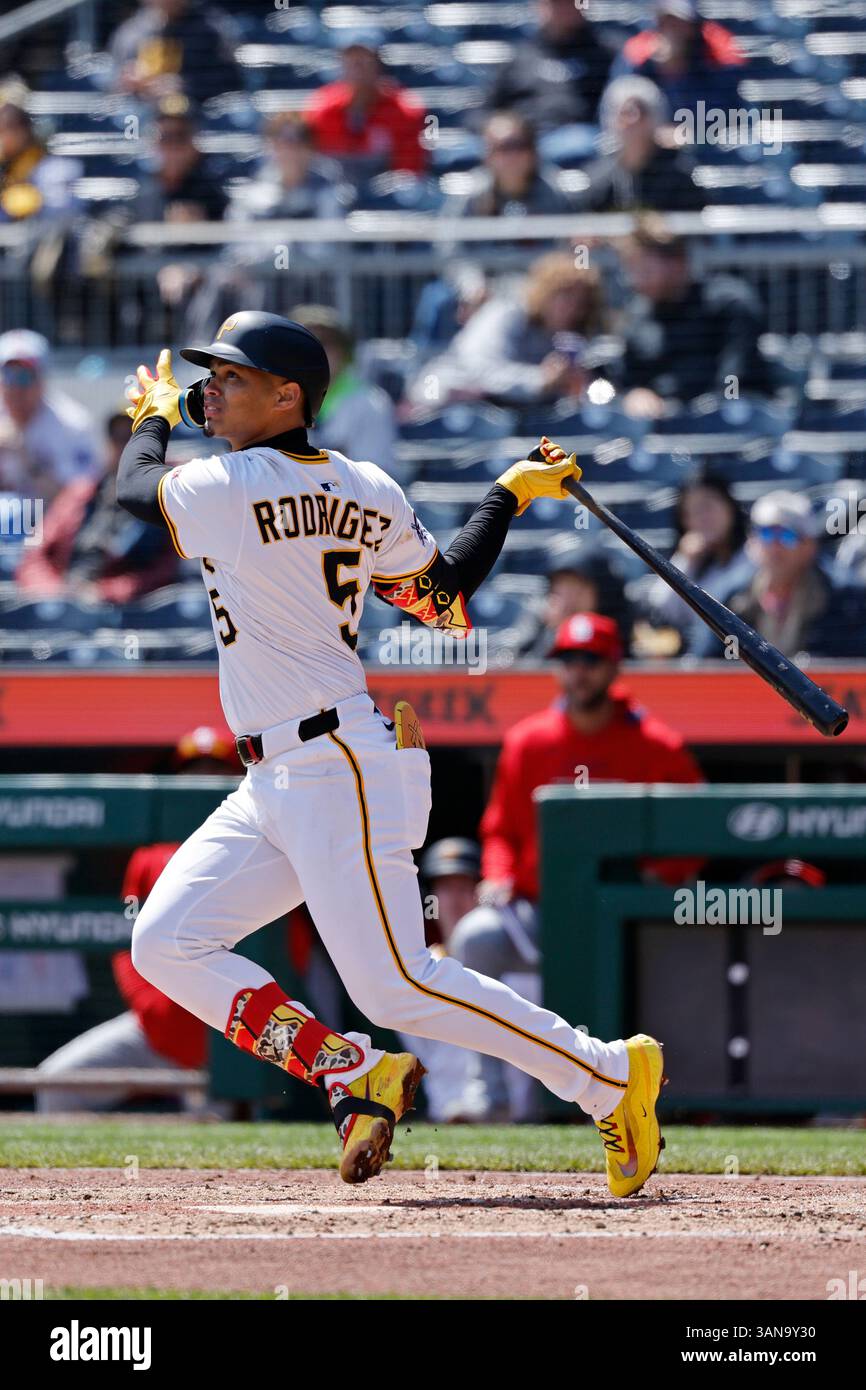 PITTSBURGH, PA - APRIL 09: Pittsburgh Pirates catcher Endy Rodríguez (5 ...