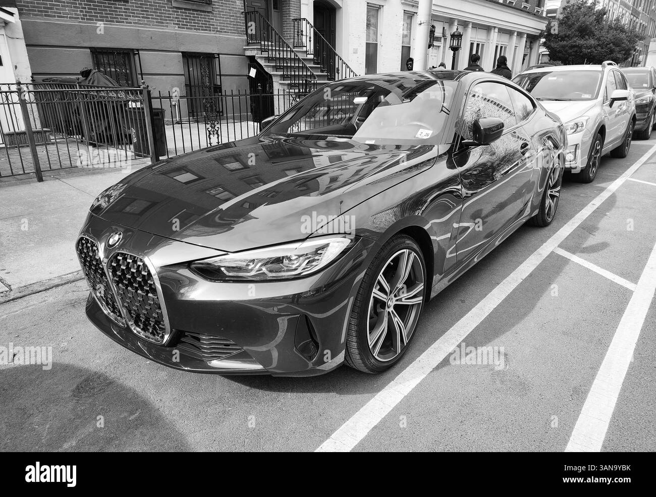 New York City, USA - February 27, 2024: BMW 4 luxurious car parked in ...