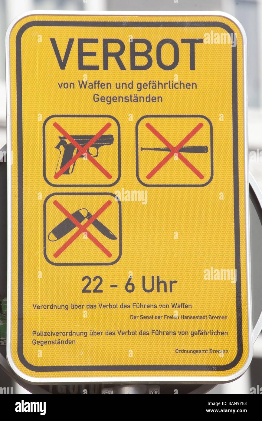 Weapons prohibition sign, weapons prohibition zone, weapons prohibition ...