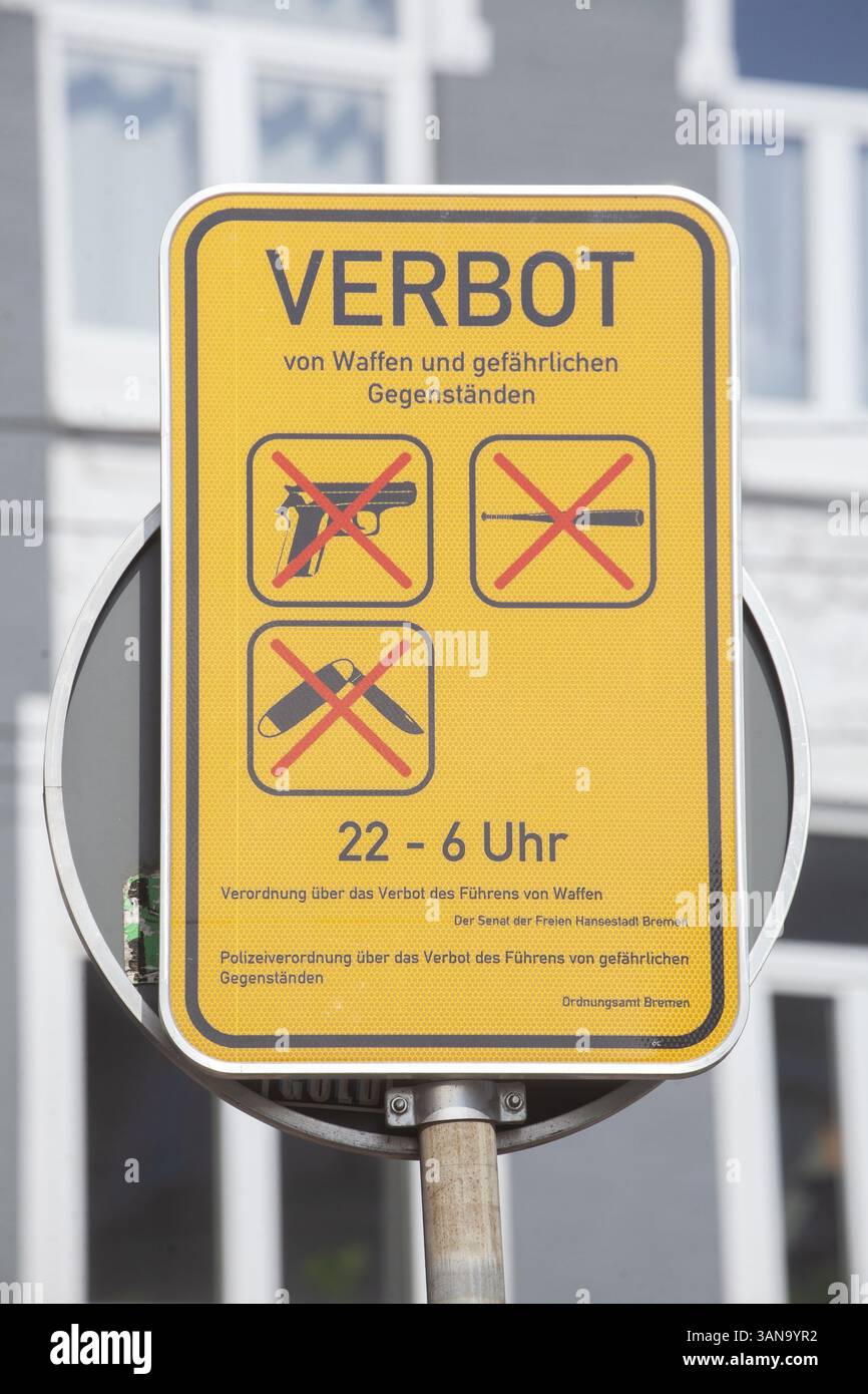 Weapons prohibition sign, weapons prohibition zone, weapons prohibition ...