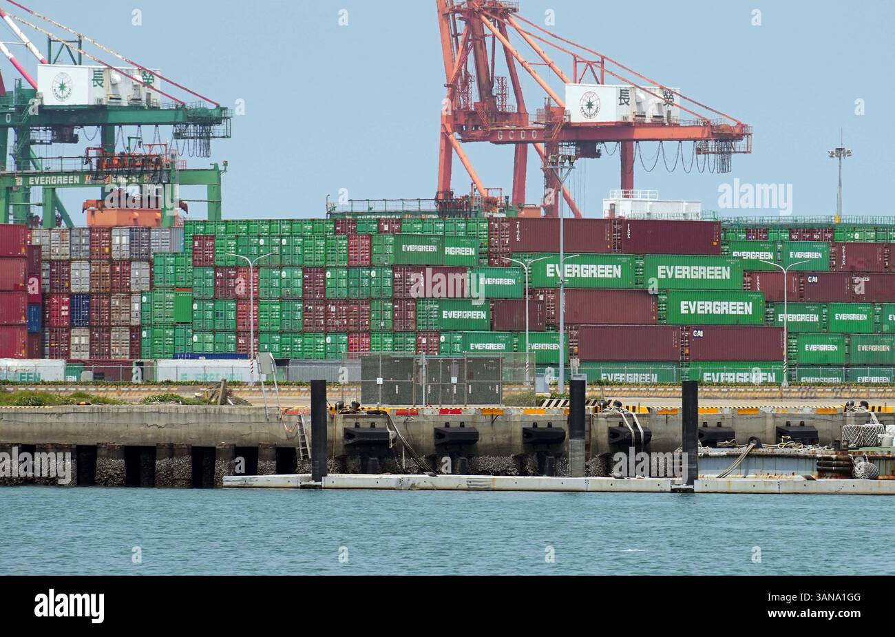 A photo shows the container terminal at Taichung Port in Taichung City ...