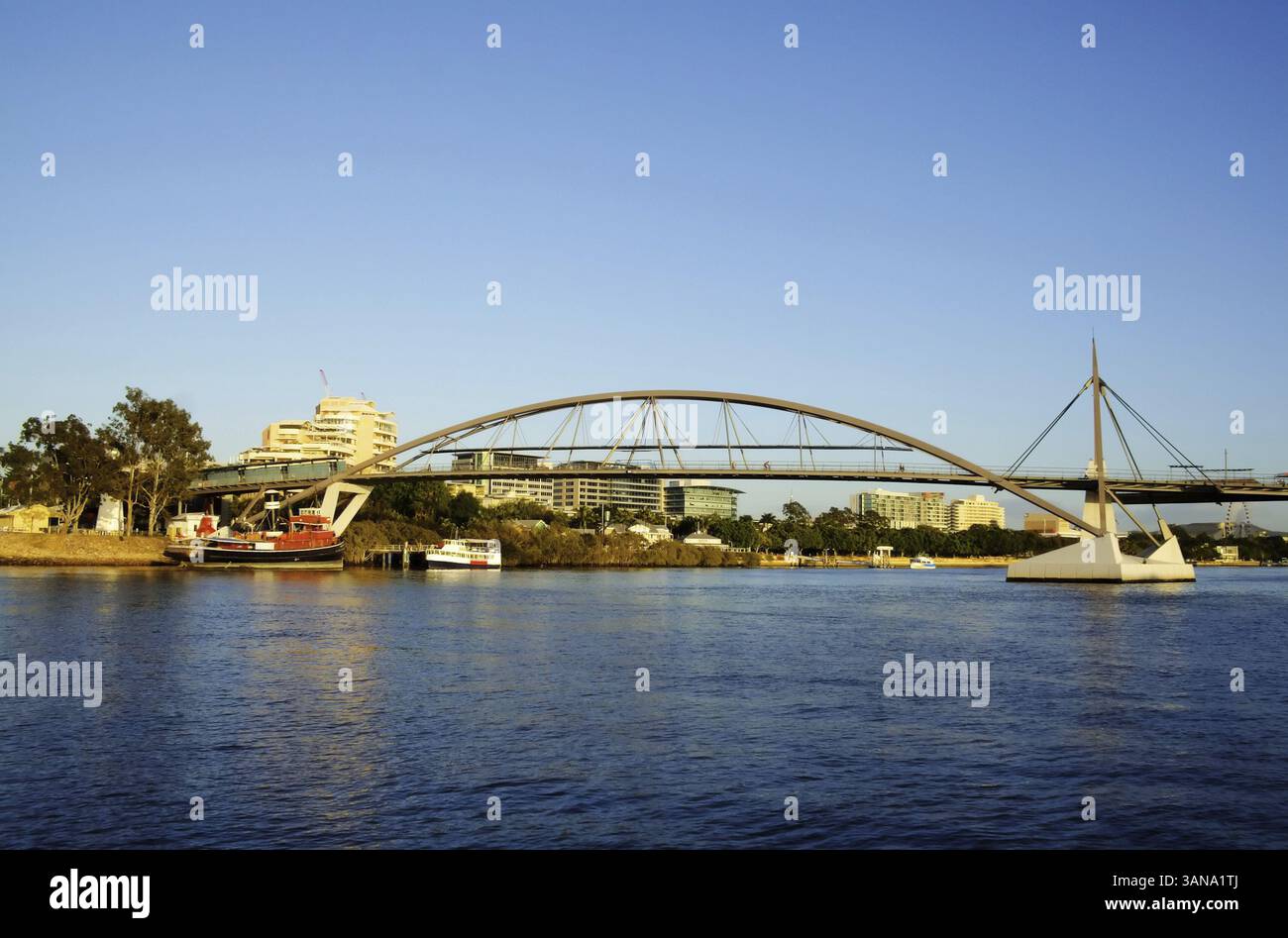 The Goodwill Bridge in Brisbane Australia seen from the Brisbane River ...