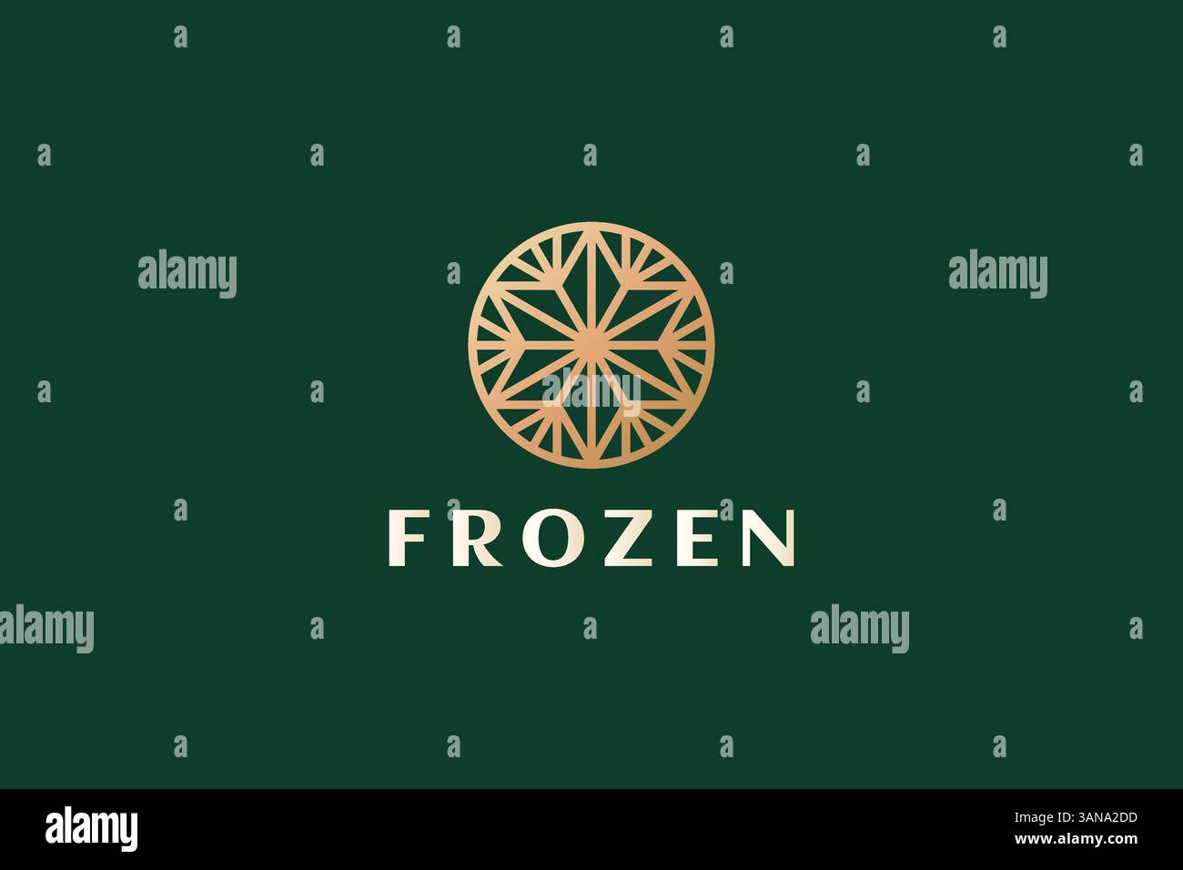 Snowflake Frozen Gold Logo Badge Concept for Winter Brand Identity ...