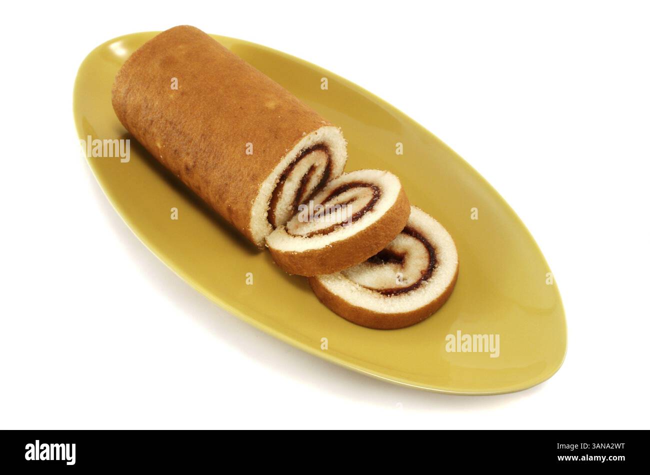 Sliced strawberry jam roll ready to serve Stock Photo - Alamy