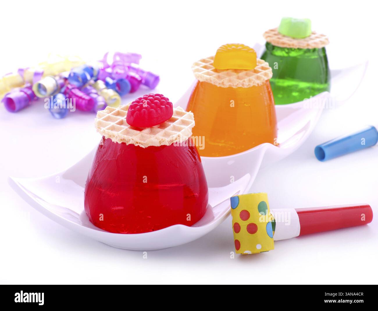 Traffic light jellies with wafers and lollies on top for a kids party ...