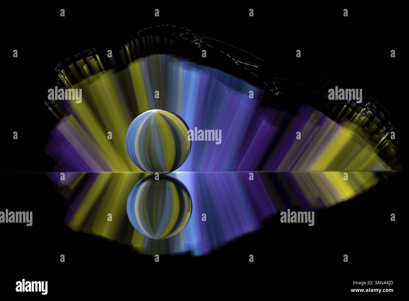 Artistic picture with coloured illuminated sphere and light effects in ...